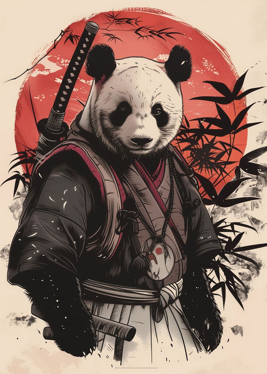 'Samurai Panda Uikyo' Poster, picture, metal print, paint by Eline ...