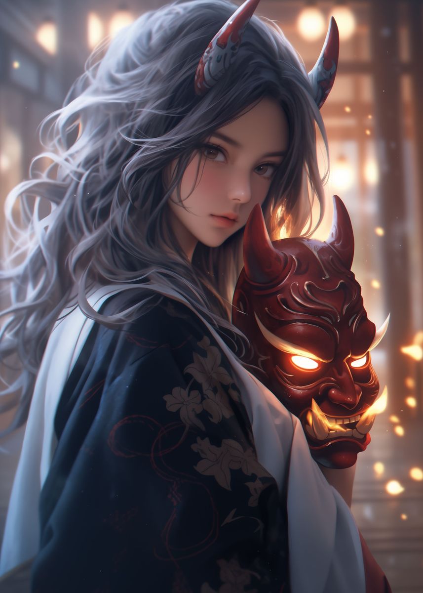 'Beautiful Samurai Demon' Poster, picture, metal print, paint by ...