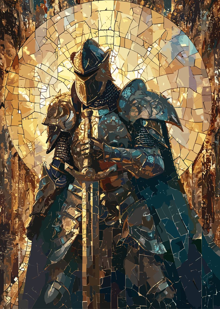 'Paladin Warrior Mosaic' Poster, picture, metal print, paint by ...