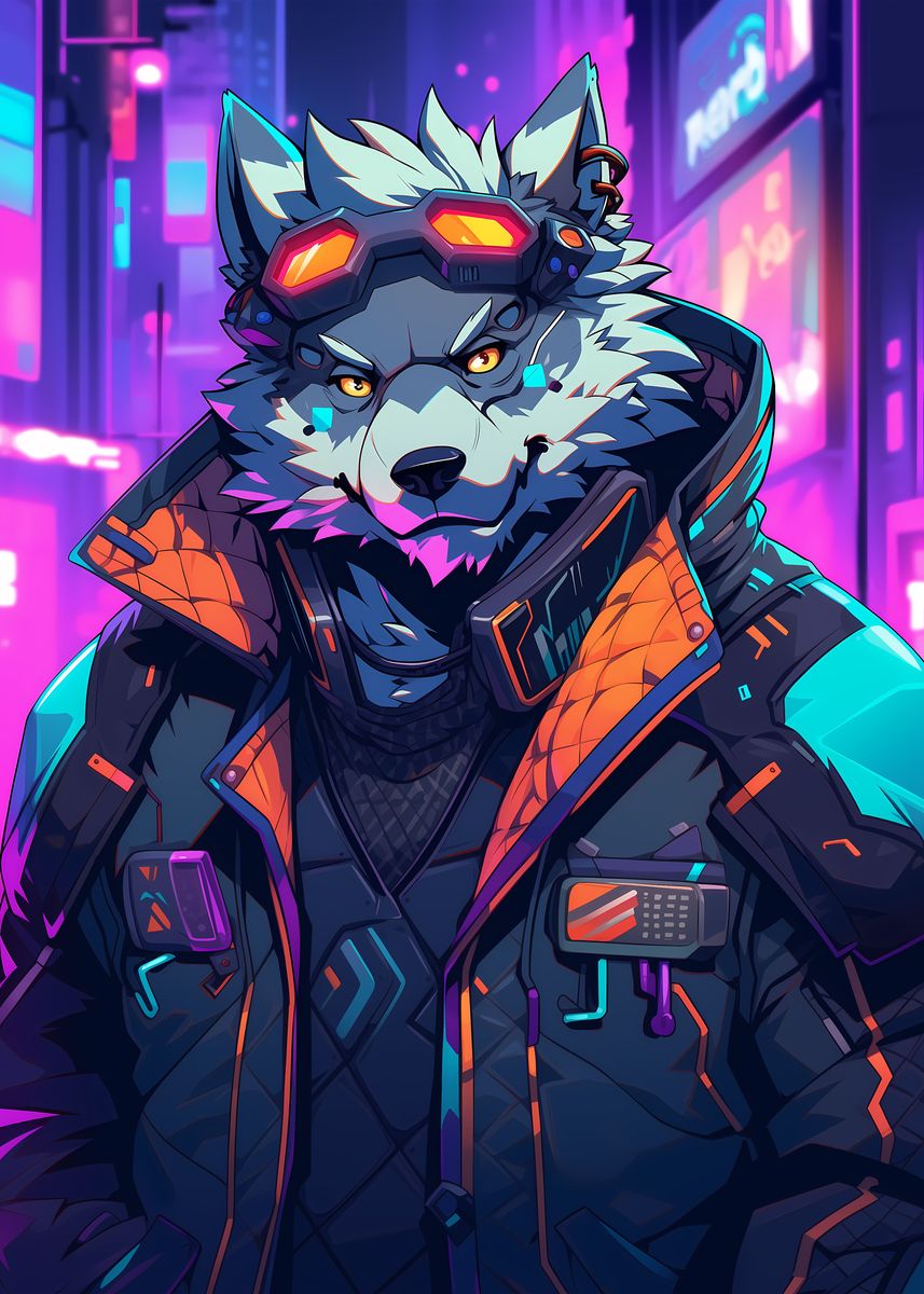 'Cyberpunk Wolf' Poster, picture, metal print, paint by Spooky Blob ...