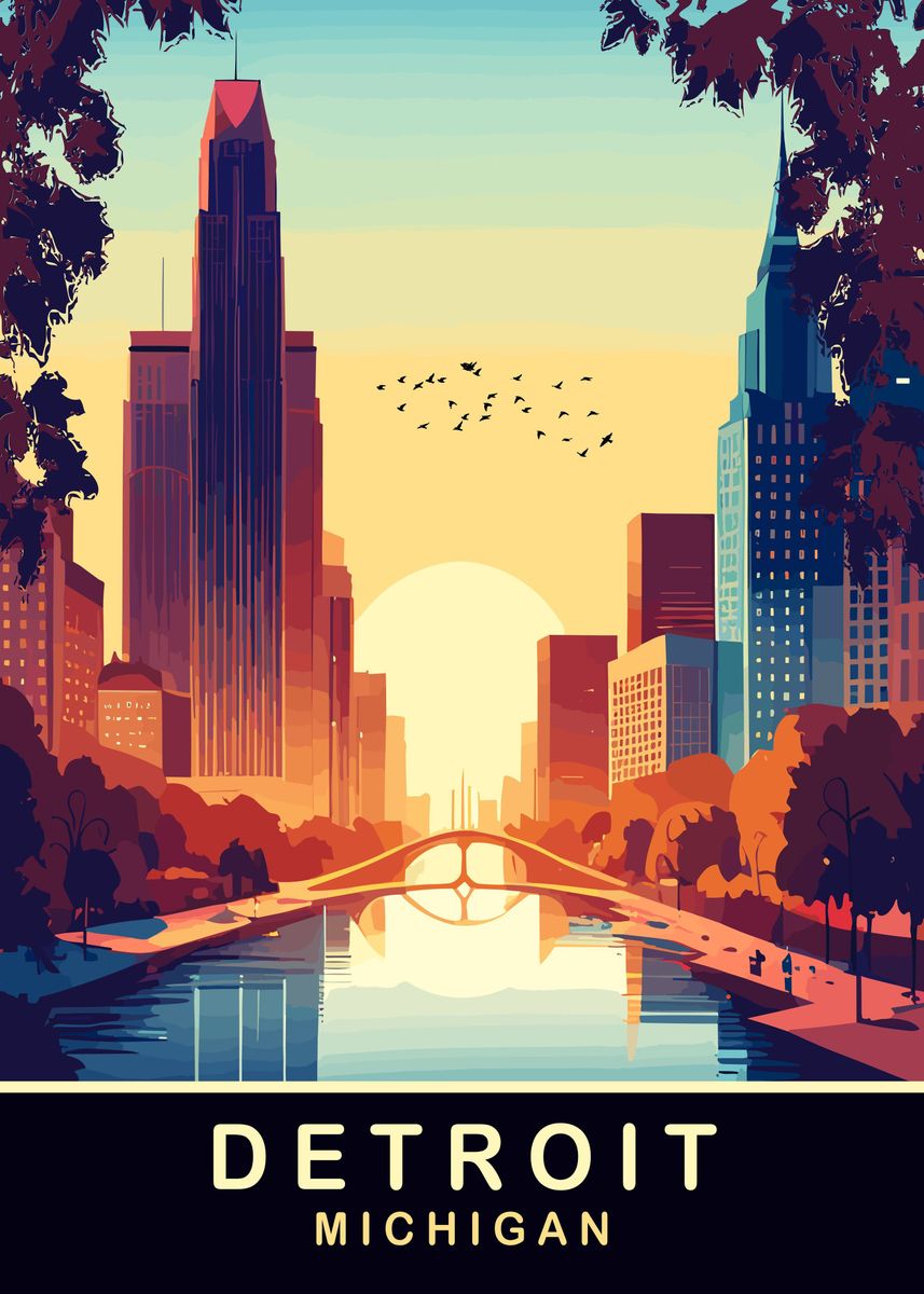 'Detroit Michigan' Poster, picture, metal print, paint by Long Shot ...