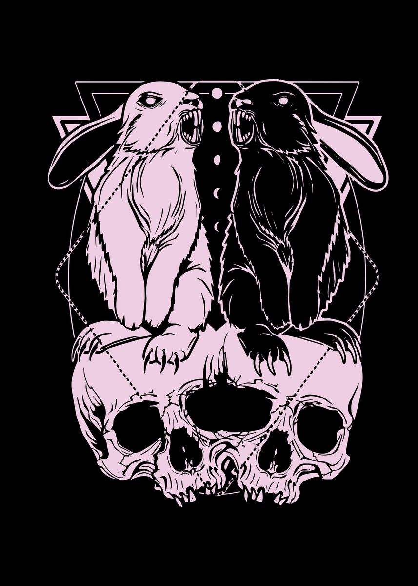 'rabbit skulls' Poster, picture, metal print, paint by DESTA LAURA ...