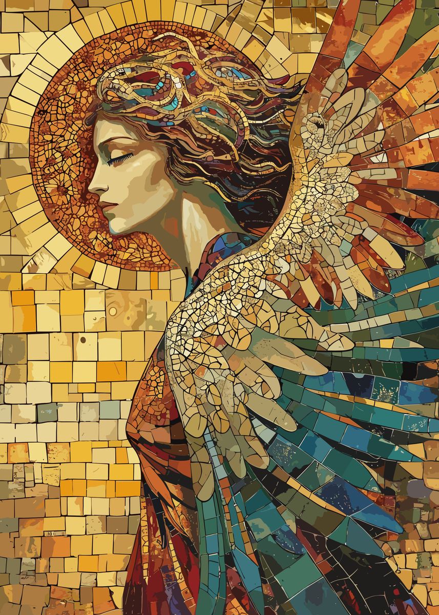 'Angel Mosaic' Poster, picture, metal print, paint by SuperNova | Displate