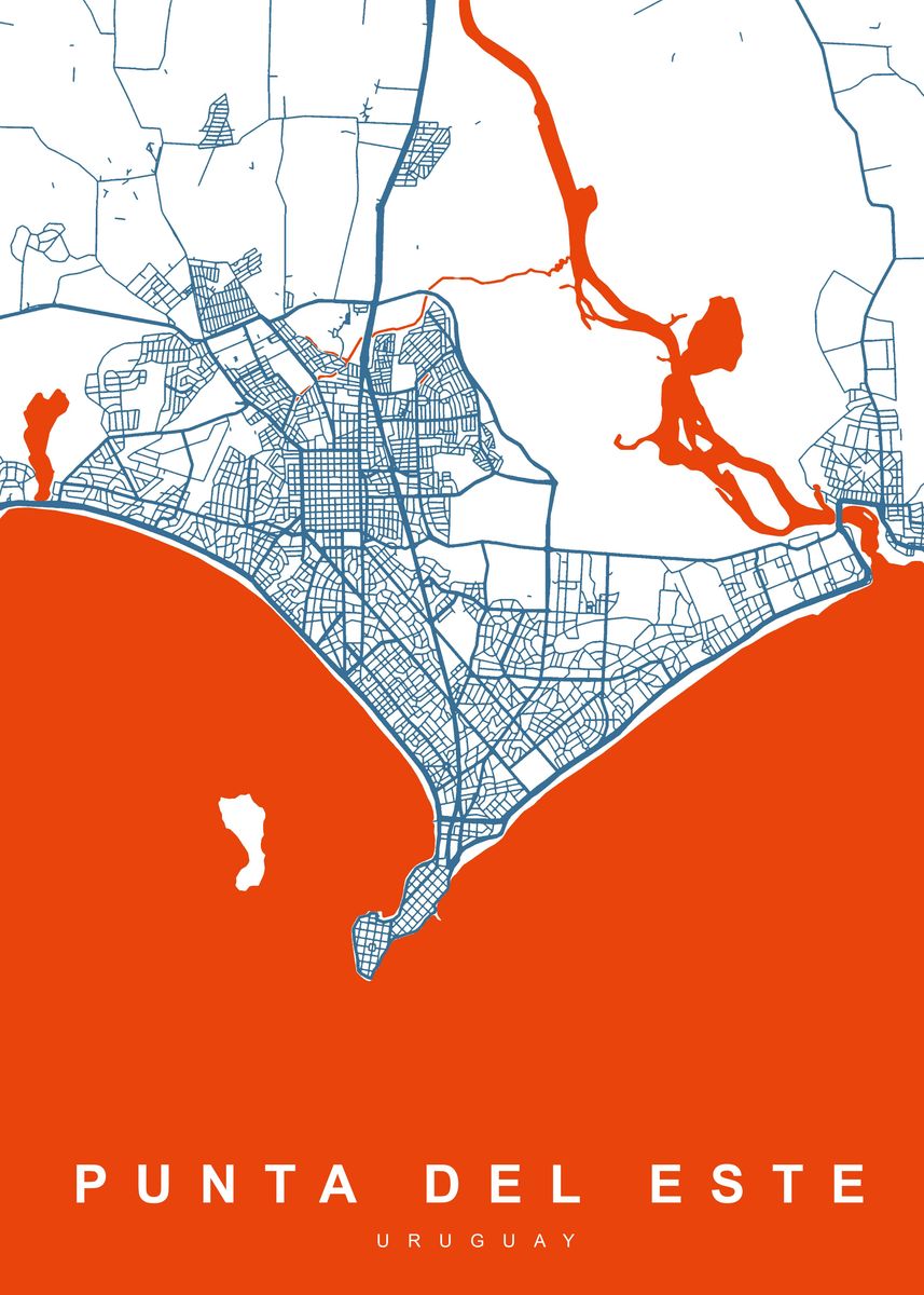 'MAP PUNTA DEL ESTE URUGUAY' Poster, picture, metal print, paint by ...