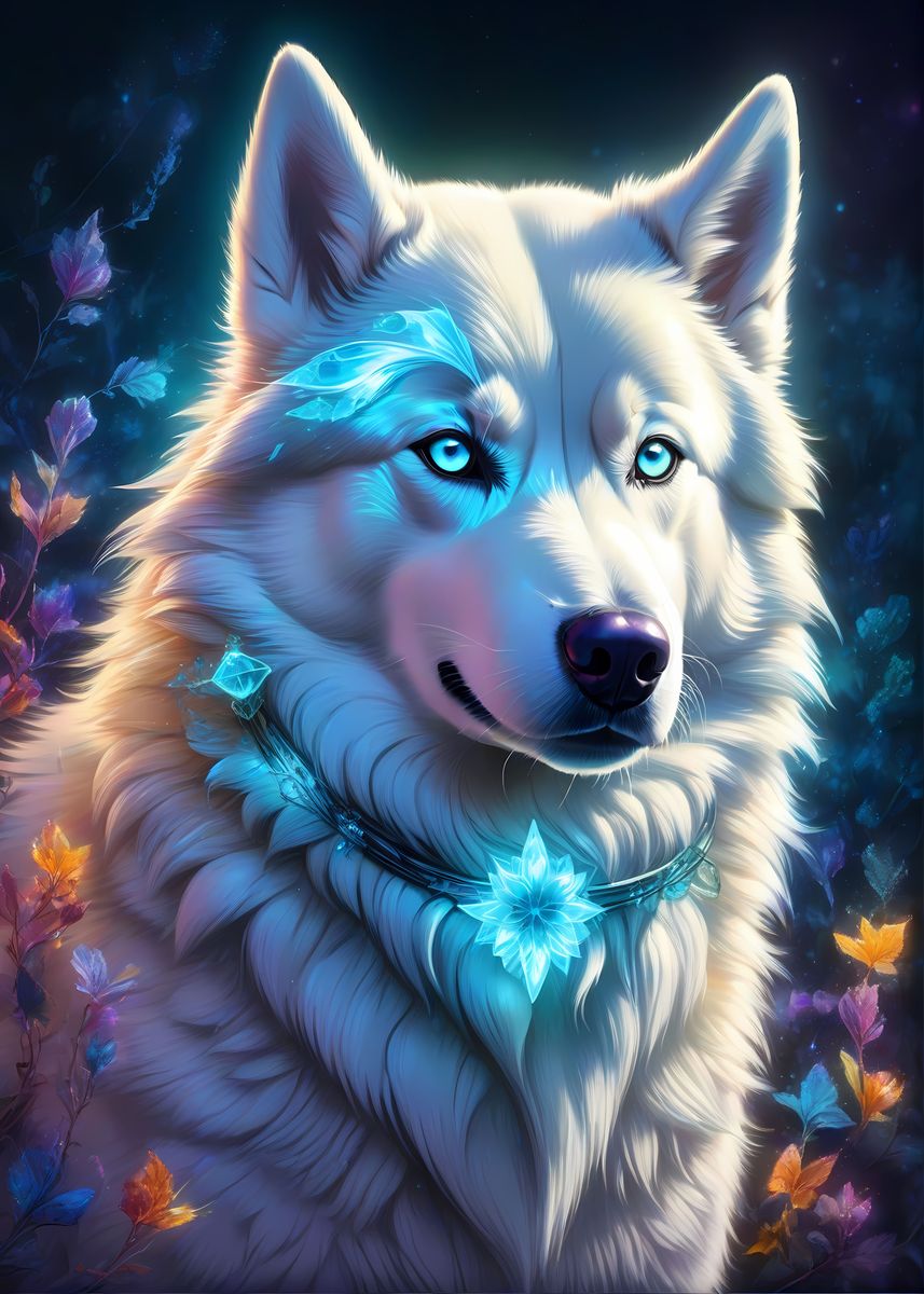 'Magic Siberian Husky' Poster, picture, metal print, paint by Trending ...