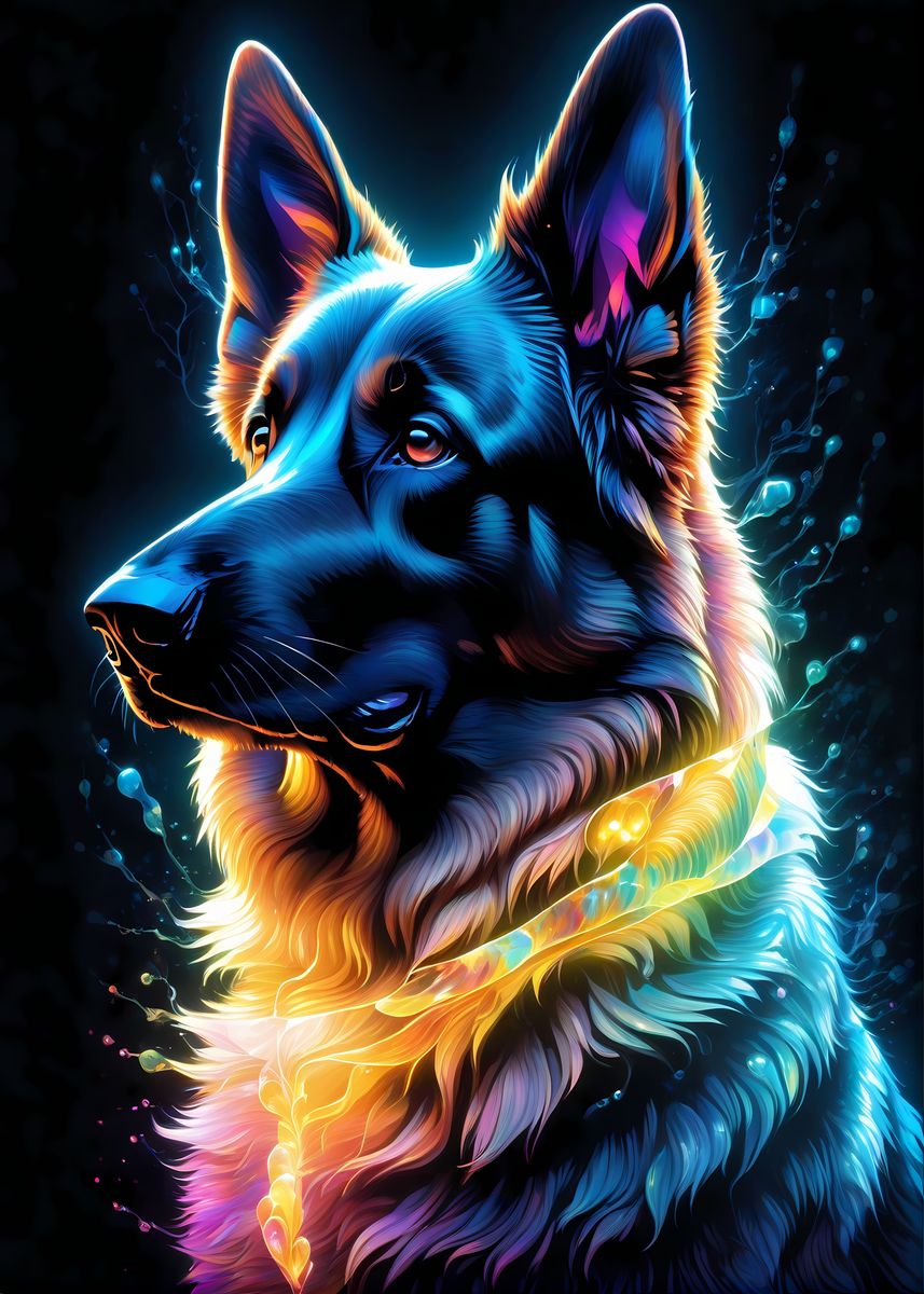 'Magic German Shepherd' Poster, picture, metal print, paint by Trending ...