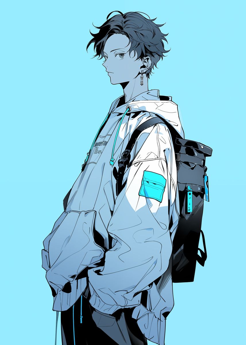 'Blue Anime Guy' Poster, picture, metal print, paint by Tomorrow Artz ...