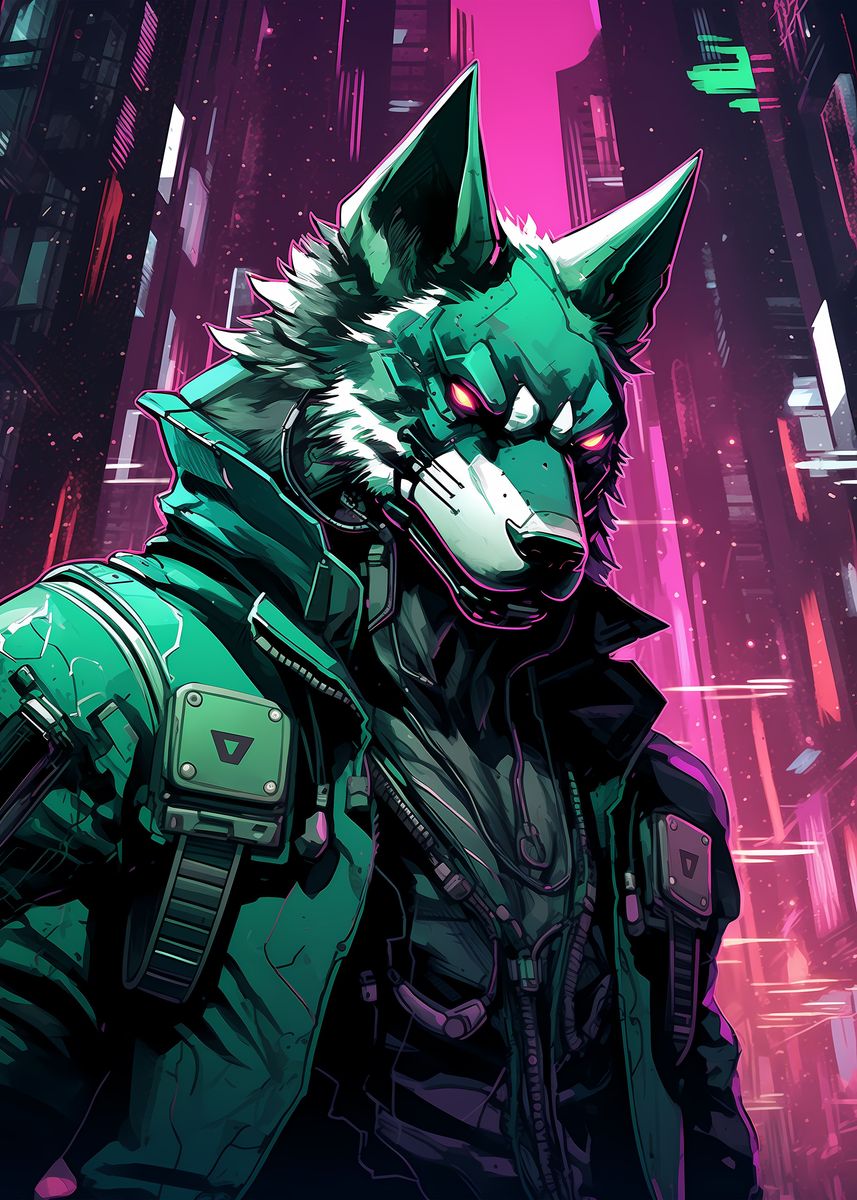 'Cyberpunk Wolf' Poster, picture, metal print, paint by Spooky Blob ...