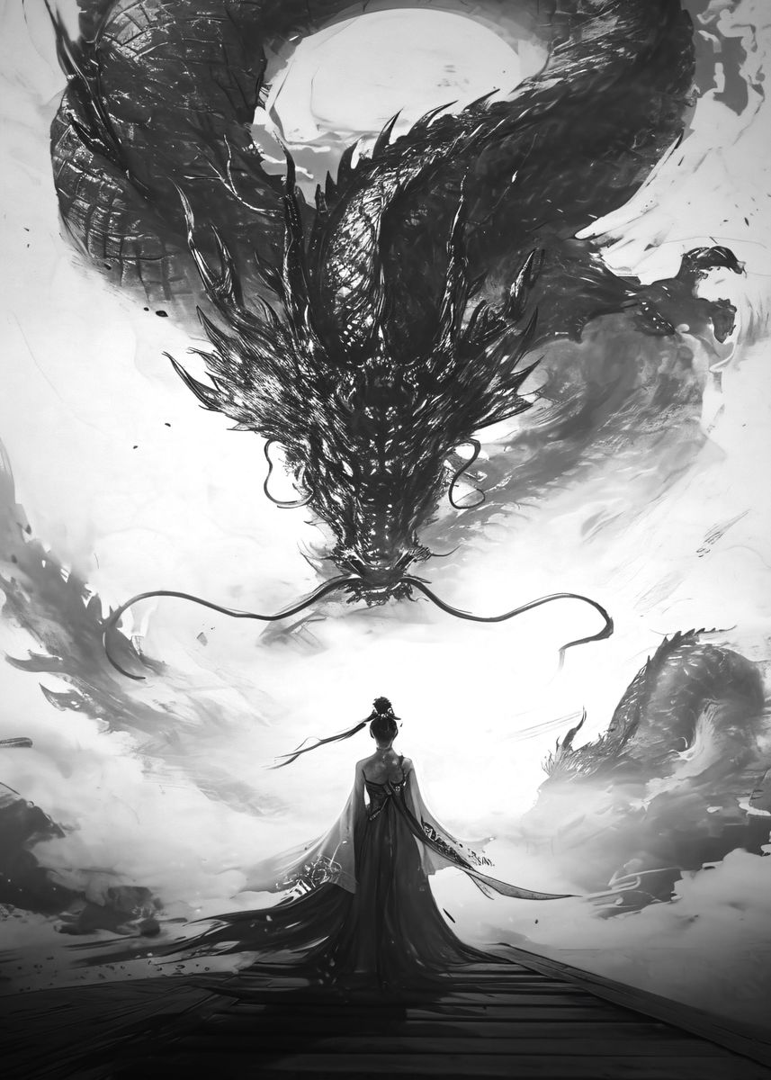 'Facing the Dragon' Poster, picture, metal print, paint by ...