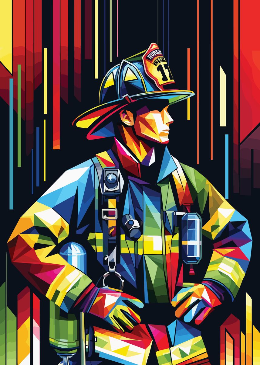 'Firefighter wpap pop art' Poster, picture, metal print, paint by du ...