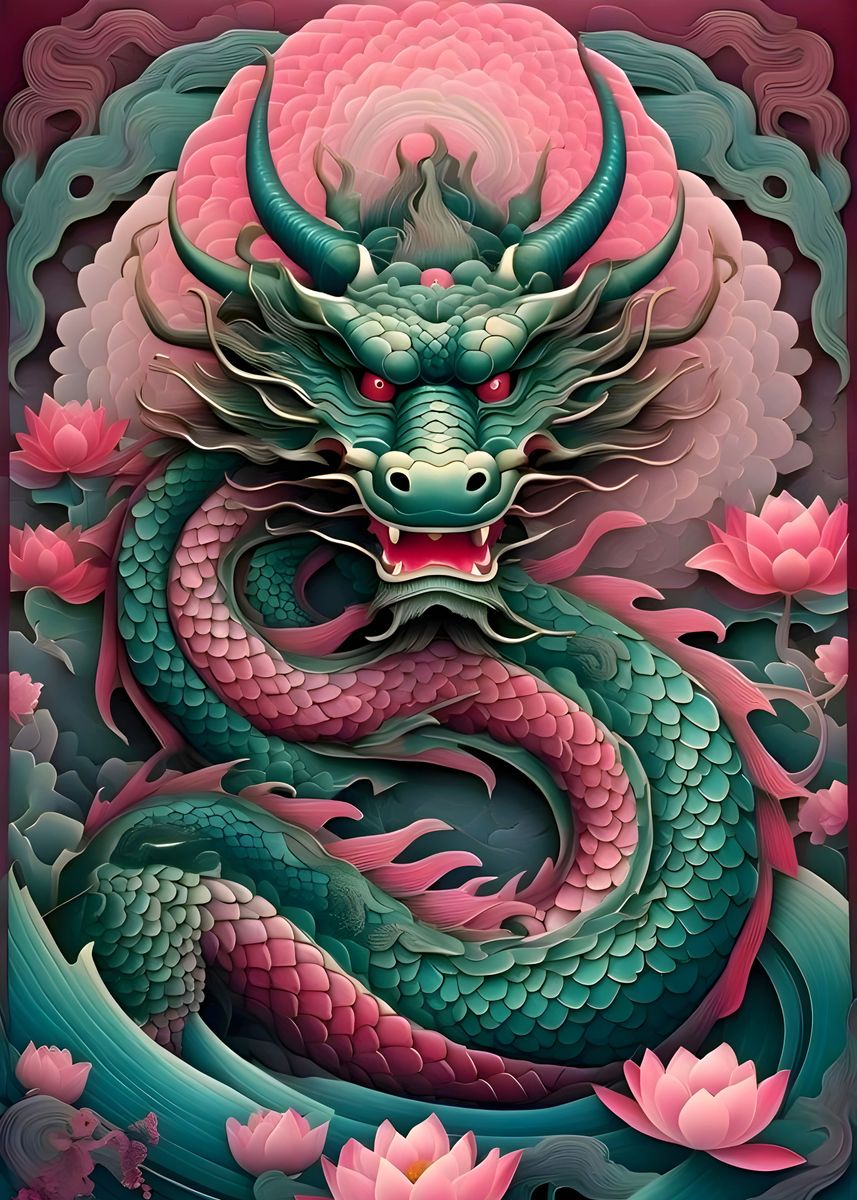 'dragon snake' Poster, picture, metal print, paint by pixar icia | Displate