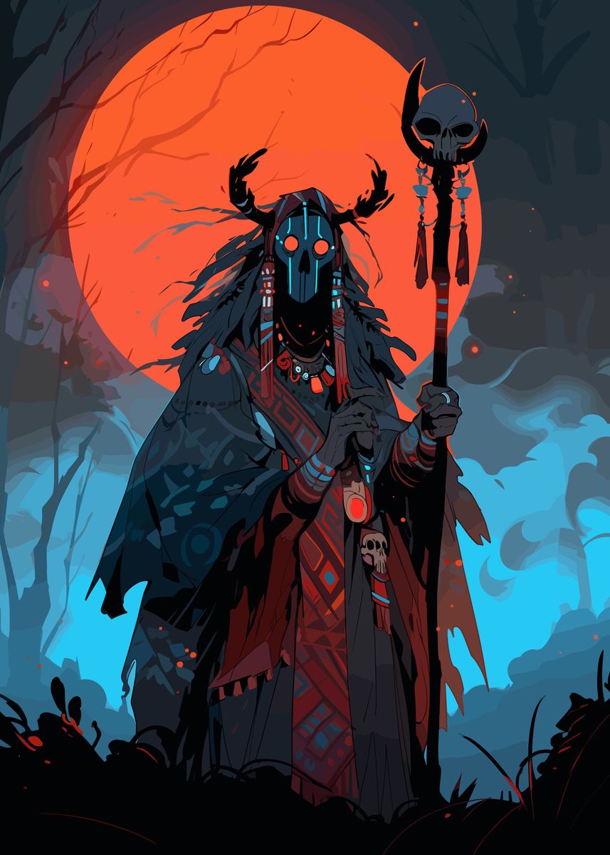 'Epic Mysterious Shaman' Poster, picture, metal print, paint by ...