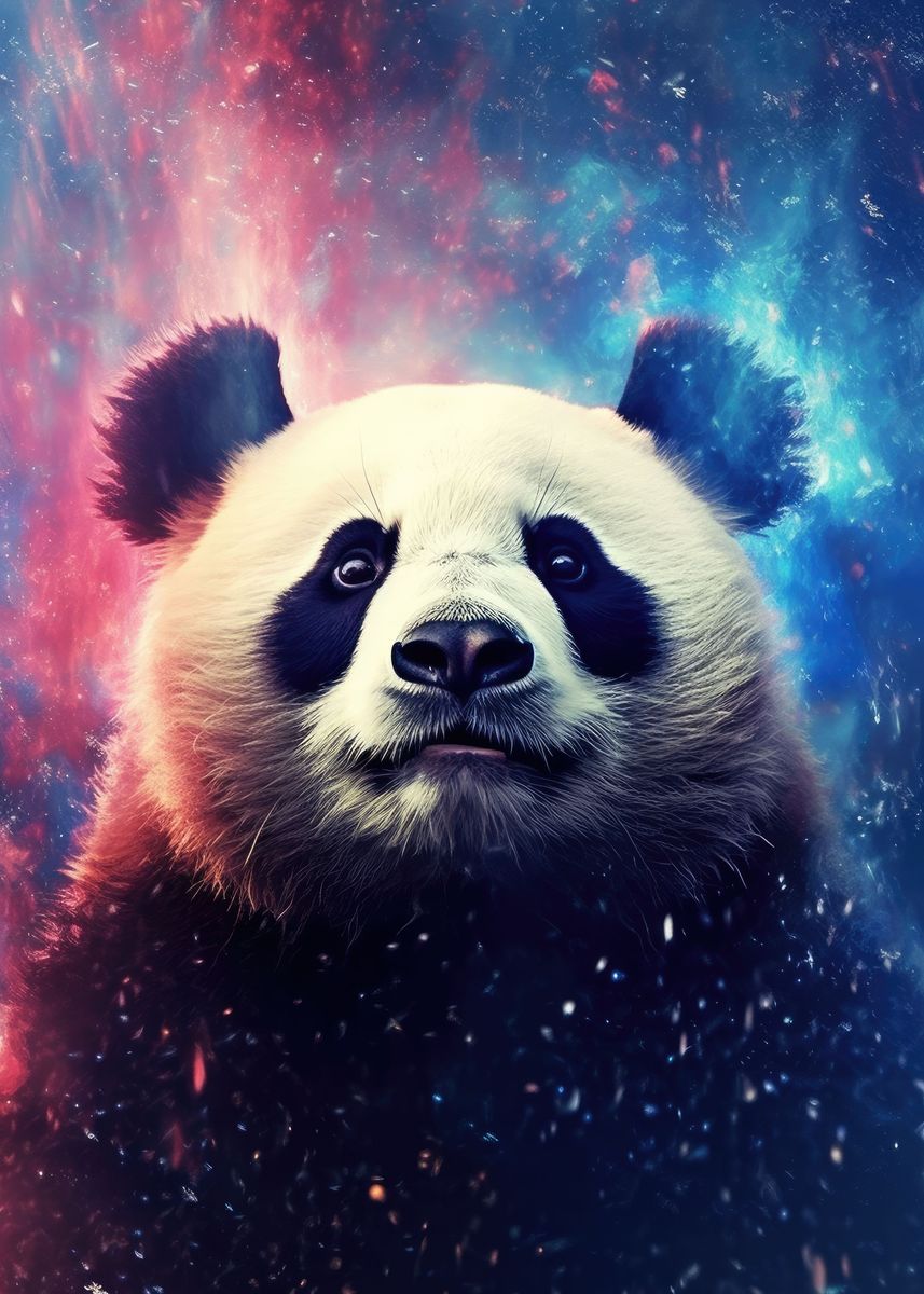 'Panda Night Galaxy' Poster, picture, metal print, paint by DecoyDesign ...