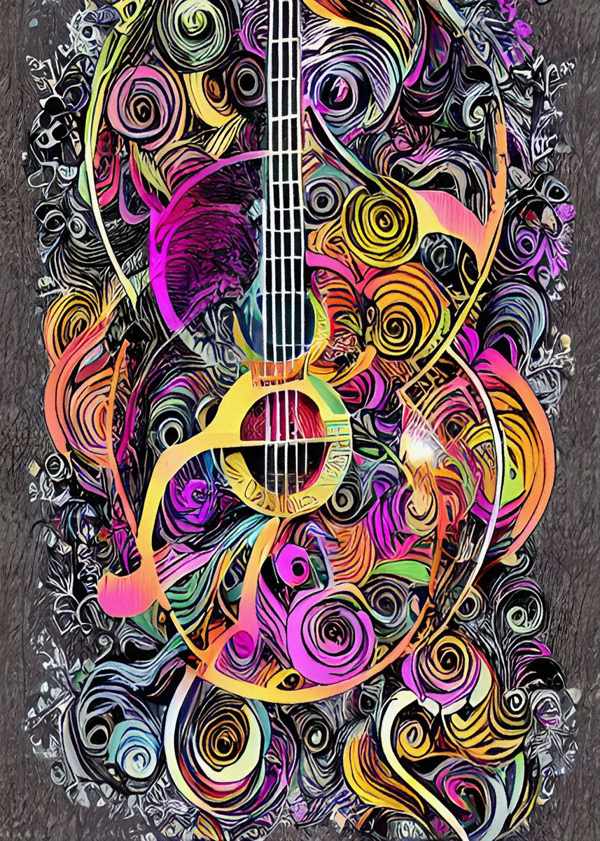 'Abstract guitar' Poster, picture, metal print, paint by Ghanimdez ...