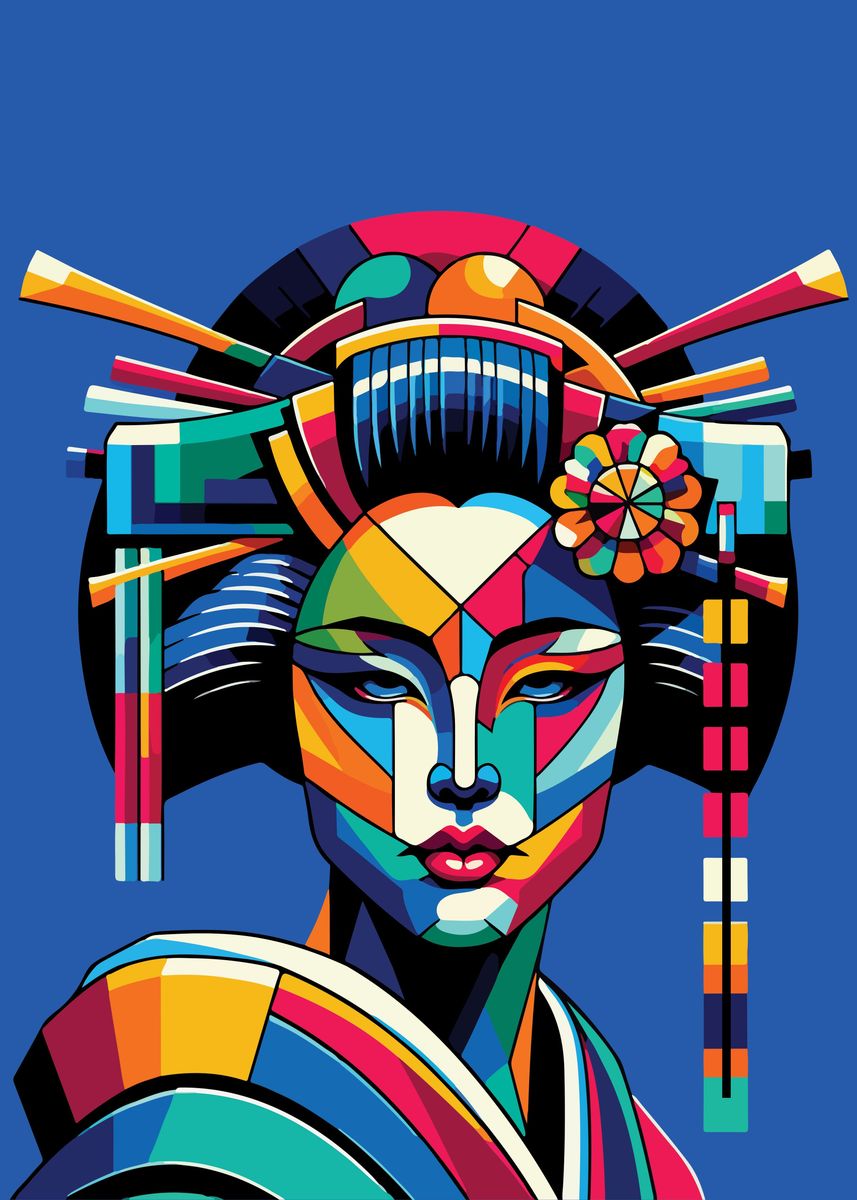 'Geisha wpap pop art' Poster, picture, metal print, paint by du giang | Displate