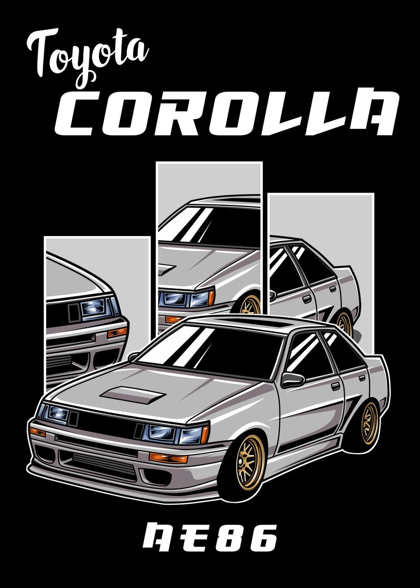 'Toyota Corolla AE86' Poster, picture, metal print, paint by The ...