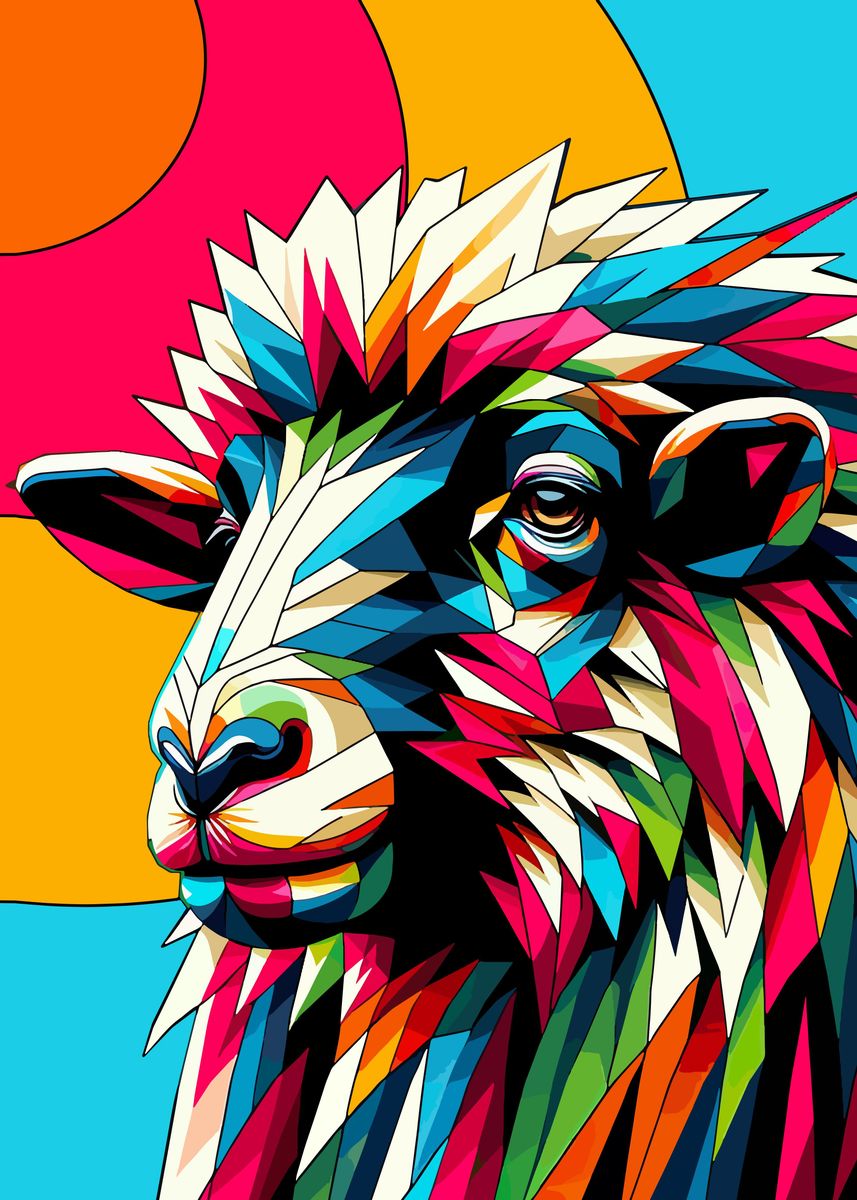 'sheep wpap pop art' Poster, picture, metal print, paint by du giang | Displate