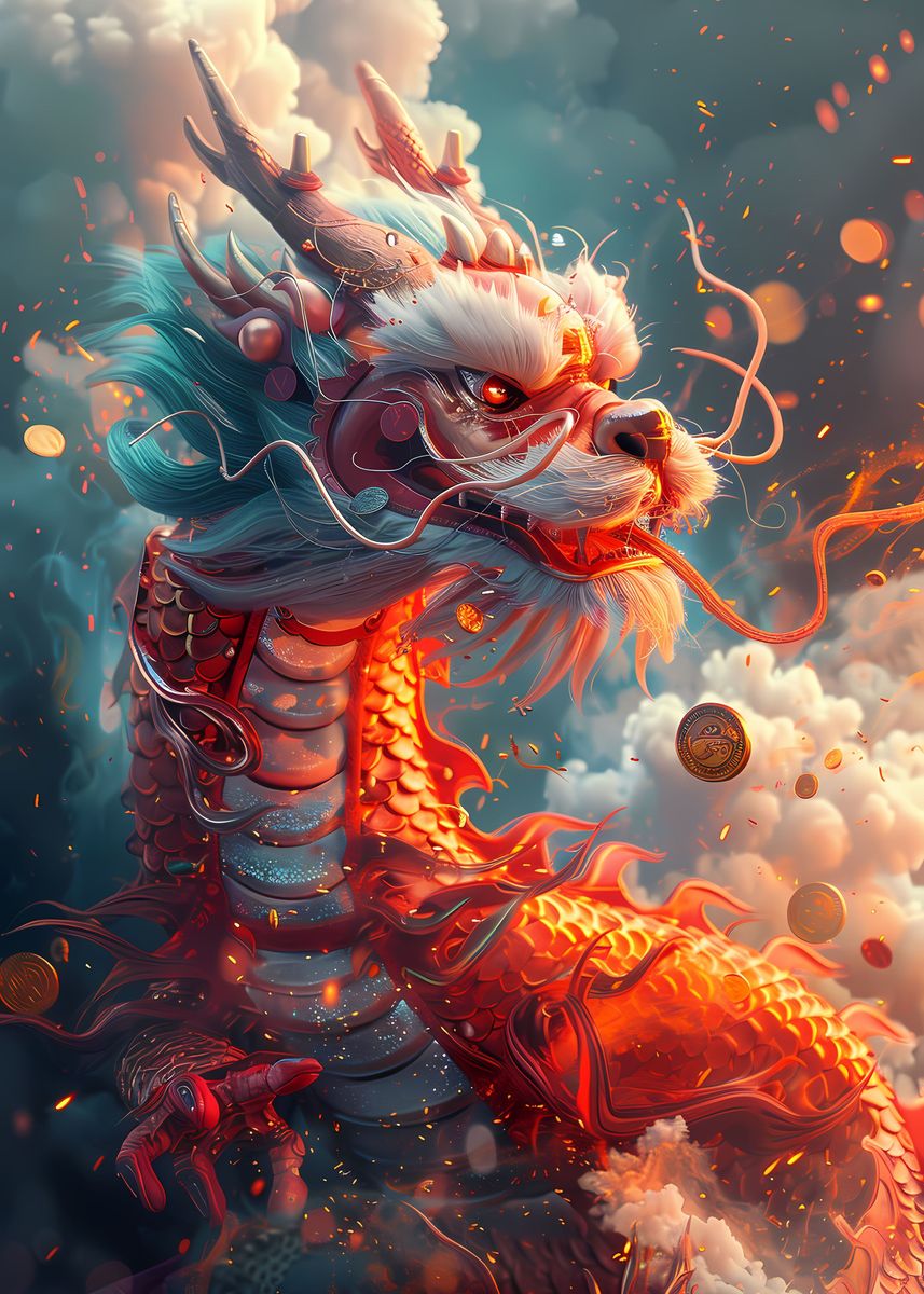 'Cartoonized Chinese Dragon' Poster, picture, metal print, paint by ...