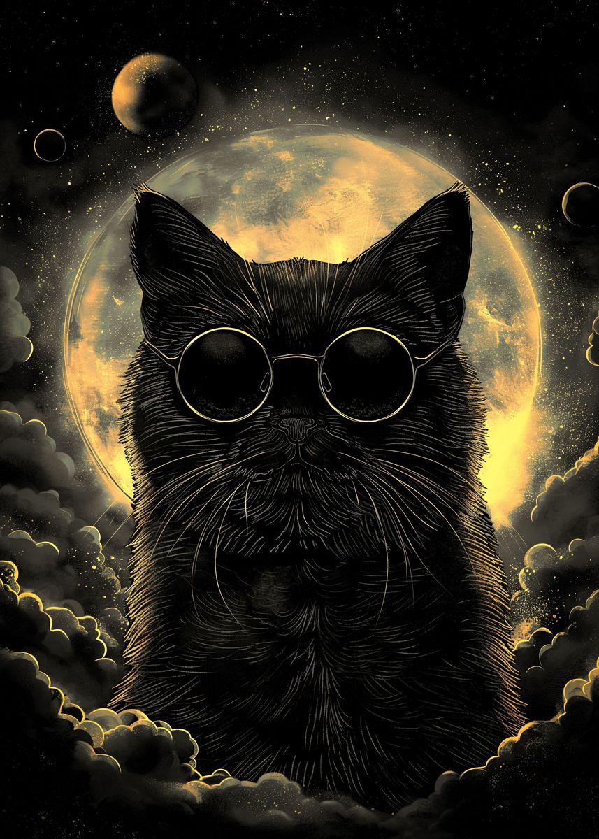 'Cool Cat ' Poster, picture, metal print, paint by the Moooh | Displate