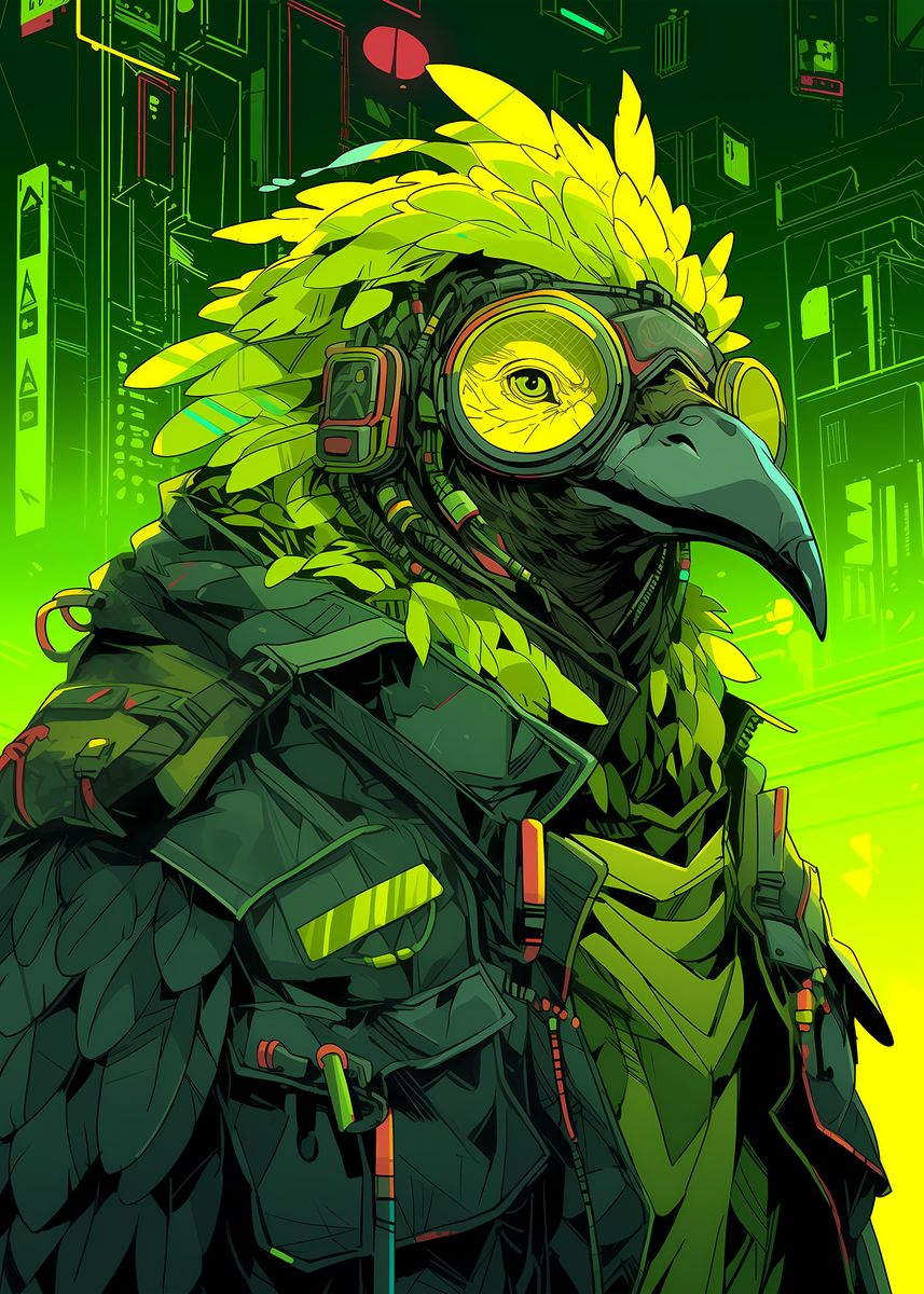 'Cyberpunk Bird' Poster, picture, metal print, paint by Spooky Blob ...