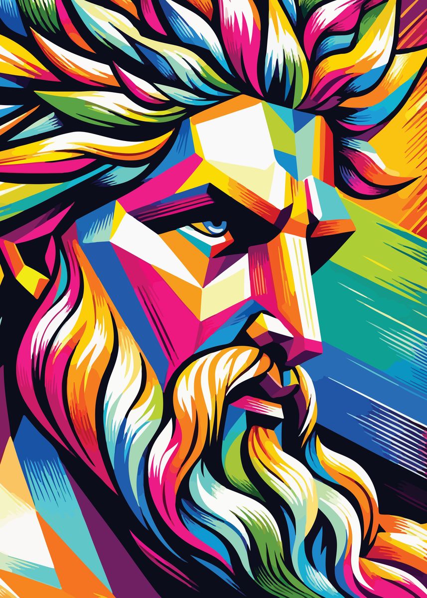'Zeus wpap pop art' Poster, picture, metal print, paint by du giang | Displate