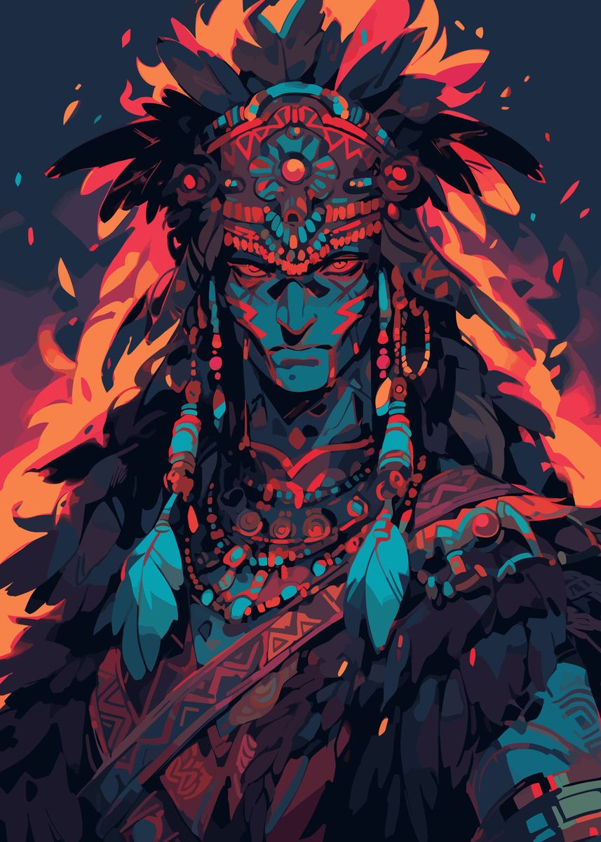 'Epic Mysterious Shaman' Poster, picture, metal print, paint by ...