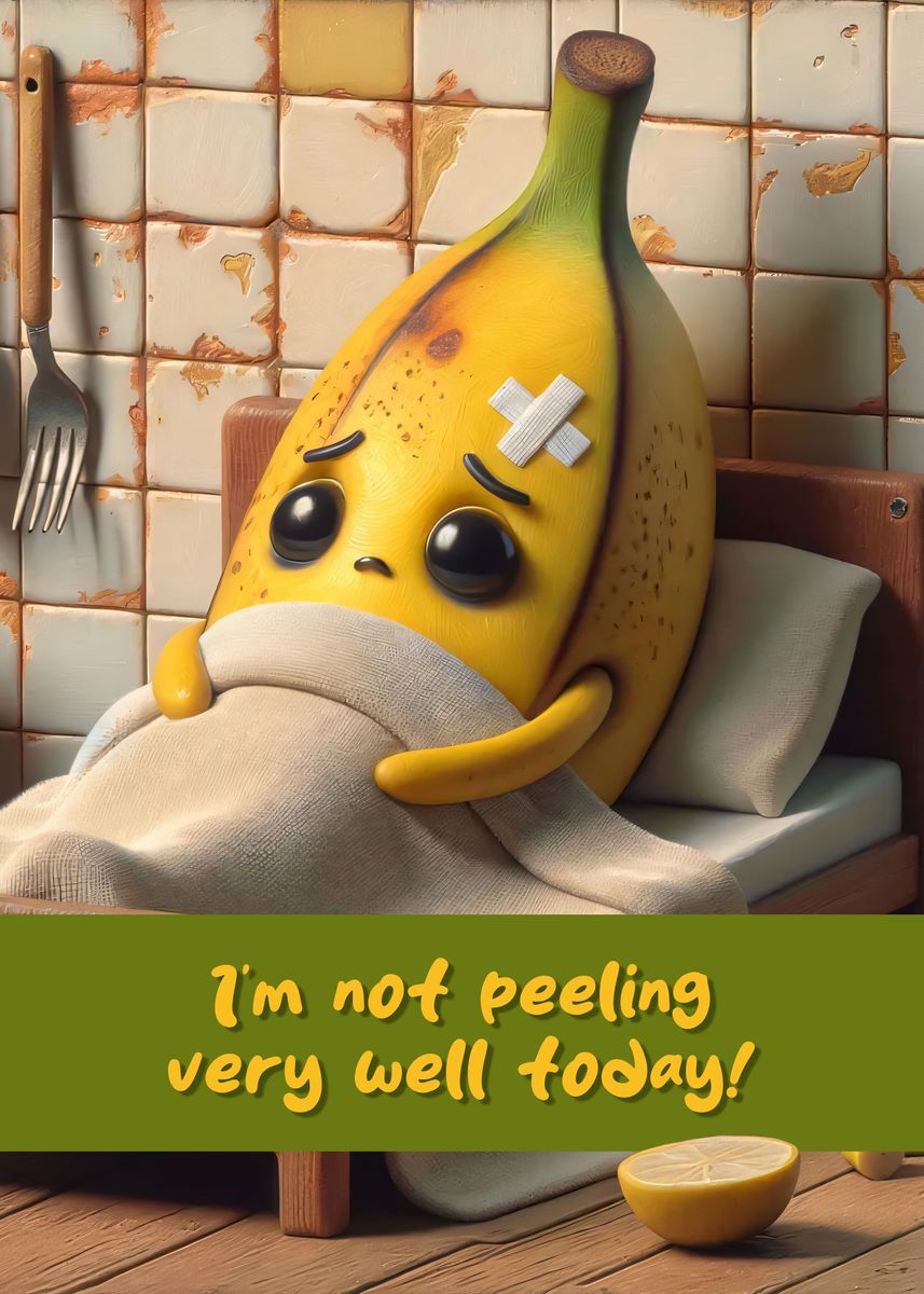 'Sick Banana In Bed' Poster, picture, metal print, paint by FlyingBlade ...