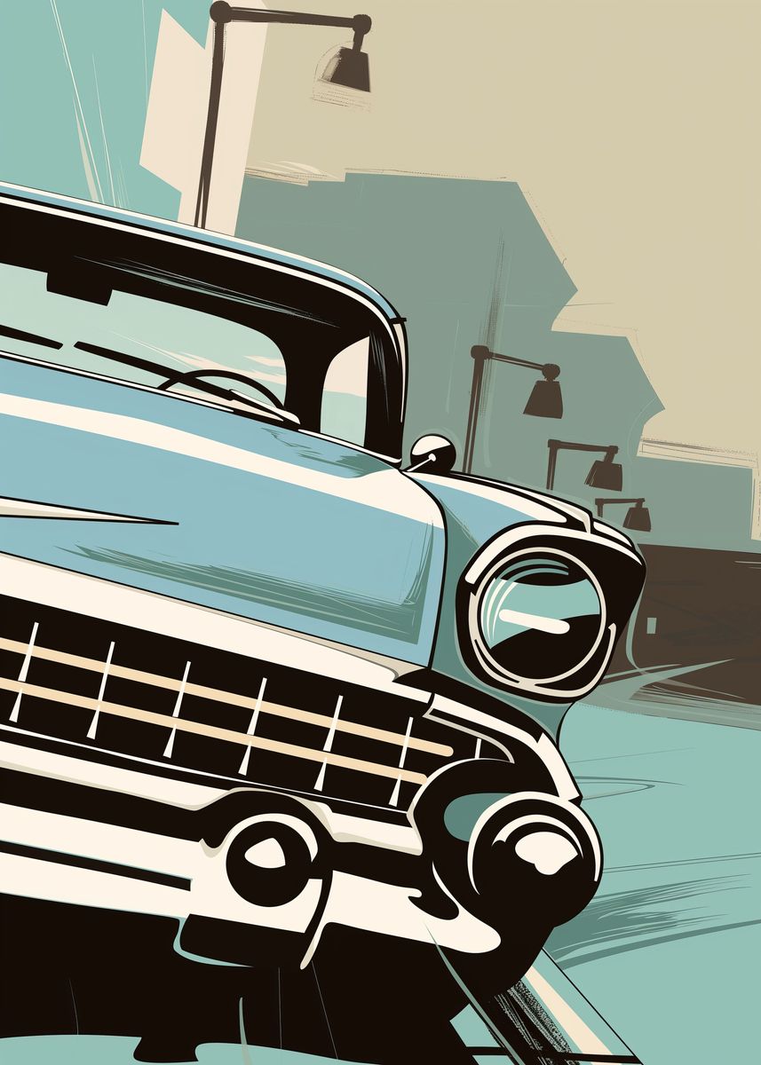 'Retro Car Poster' Poster, picture, metal print, paint by urbanbuzz ...