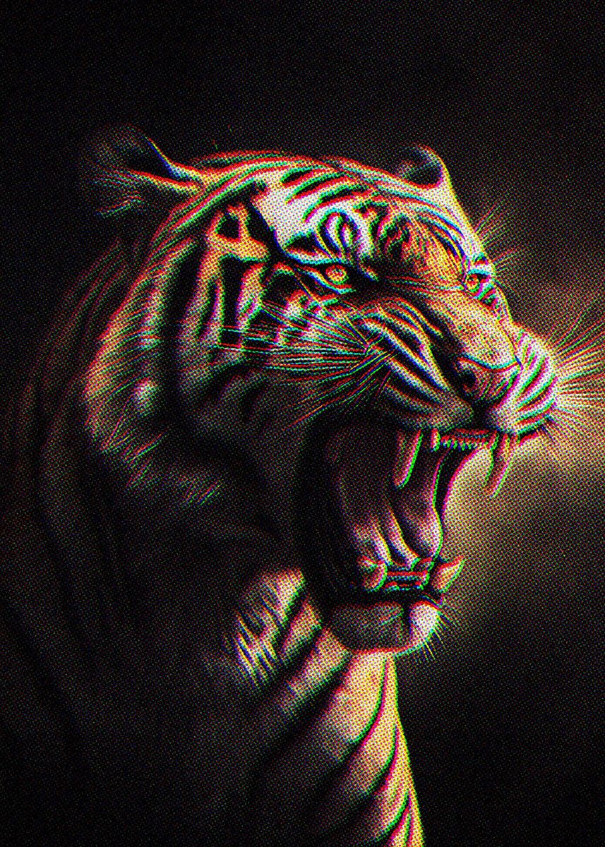 'Angry Tiger' Poster, picture, metal print, paint by Fanth | Displate