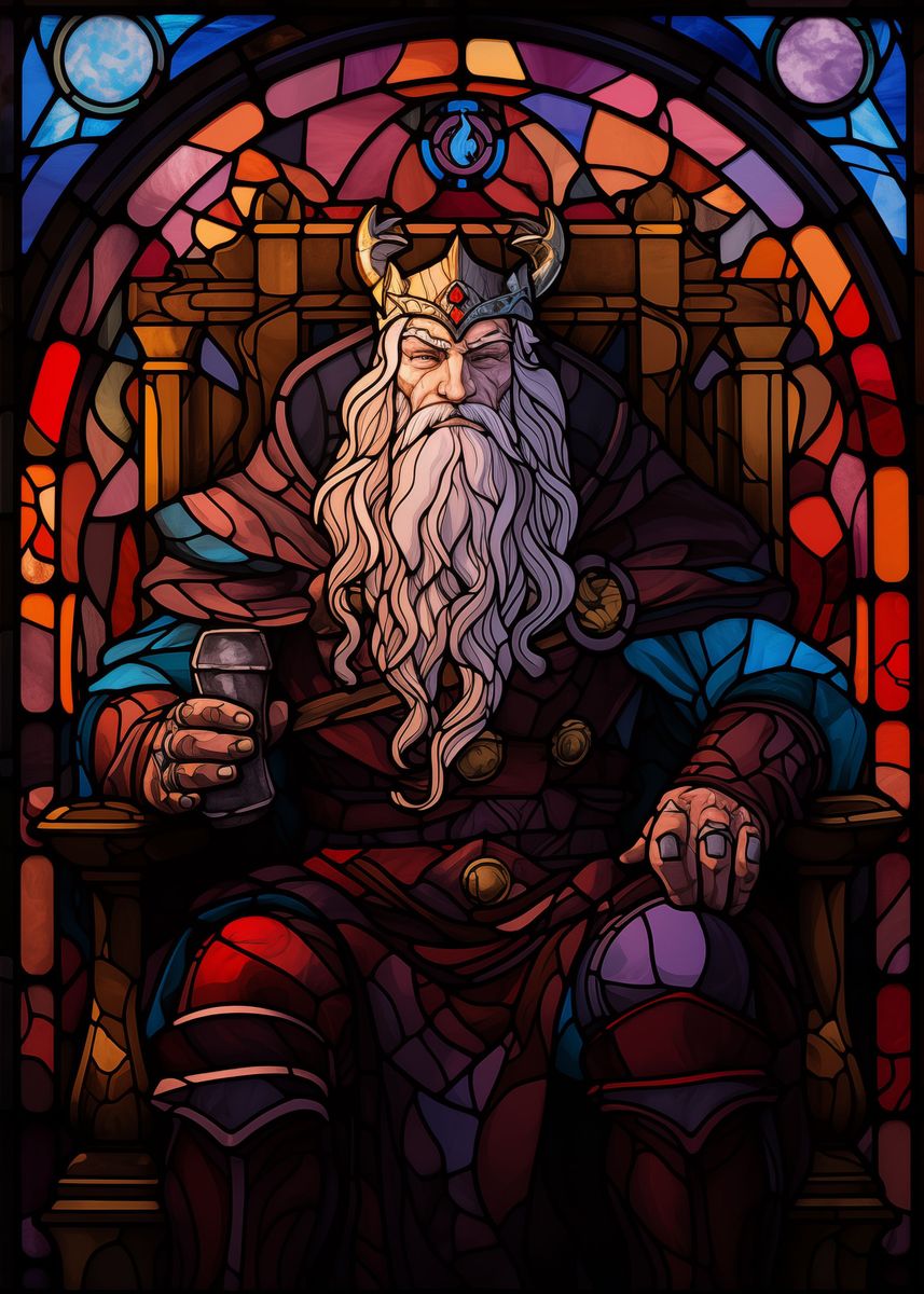 'Odin Stained Glass' Poster, picture, metal print, paint by Eline ...