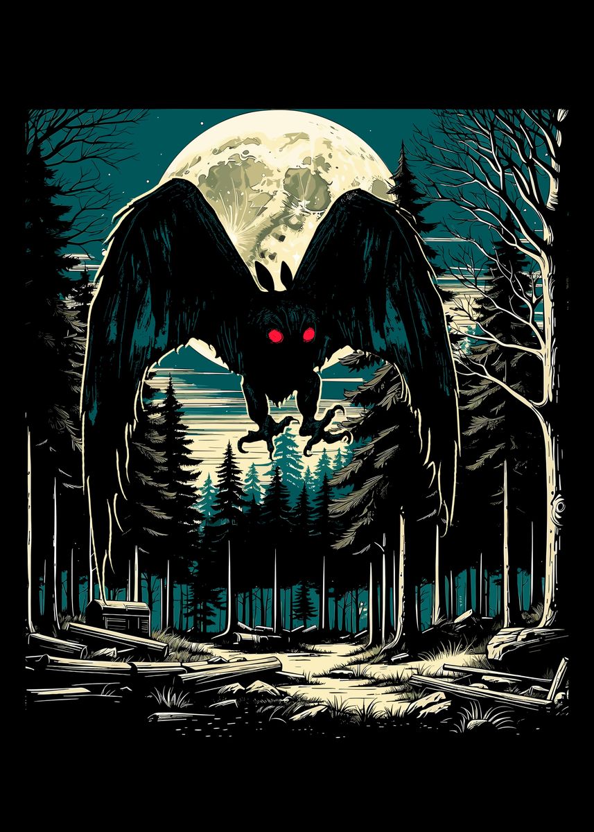 'Vintage Mothman' Poster, picture, metal print, paint by ...