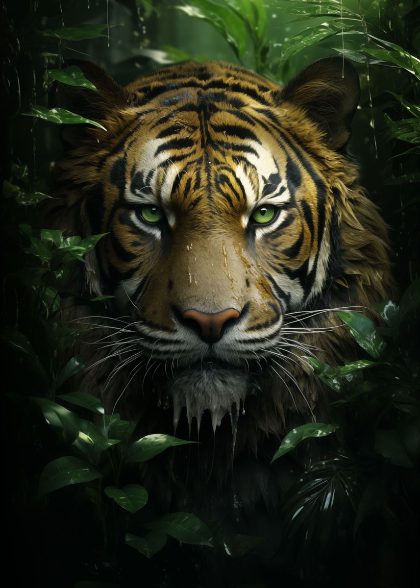 'Green Tiger 1' Poster, picture, metal print, paint by JR Artworks ...