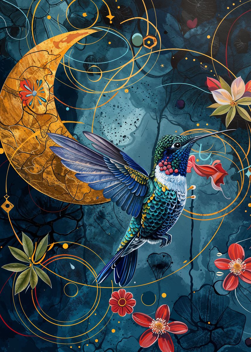 'Surreal Hummingbird' Poster, picture, metal print, paint by Maxline ...