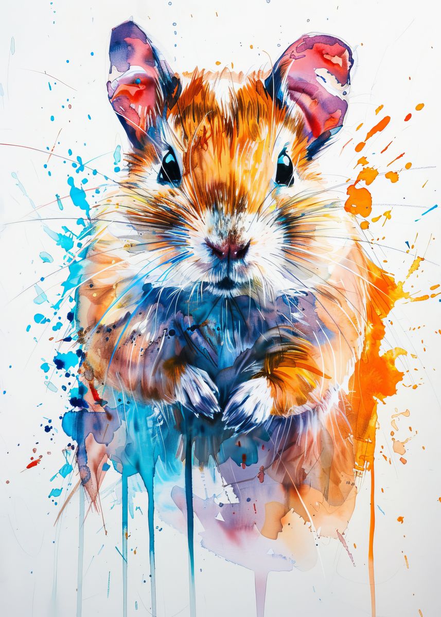 'Gerbil Watercolor' Poster, picture, metal print, paint by Henning ...