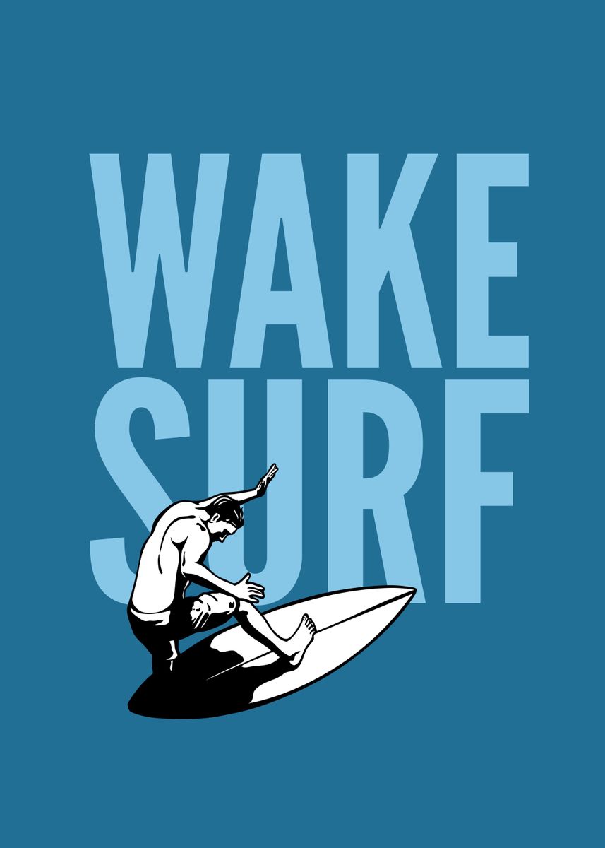 'Wakesurf Wakesurfing' Poster, picture, metal print, paint by funk punk ...