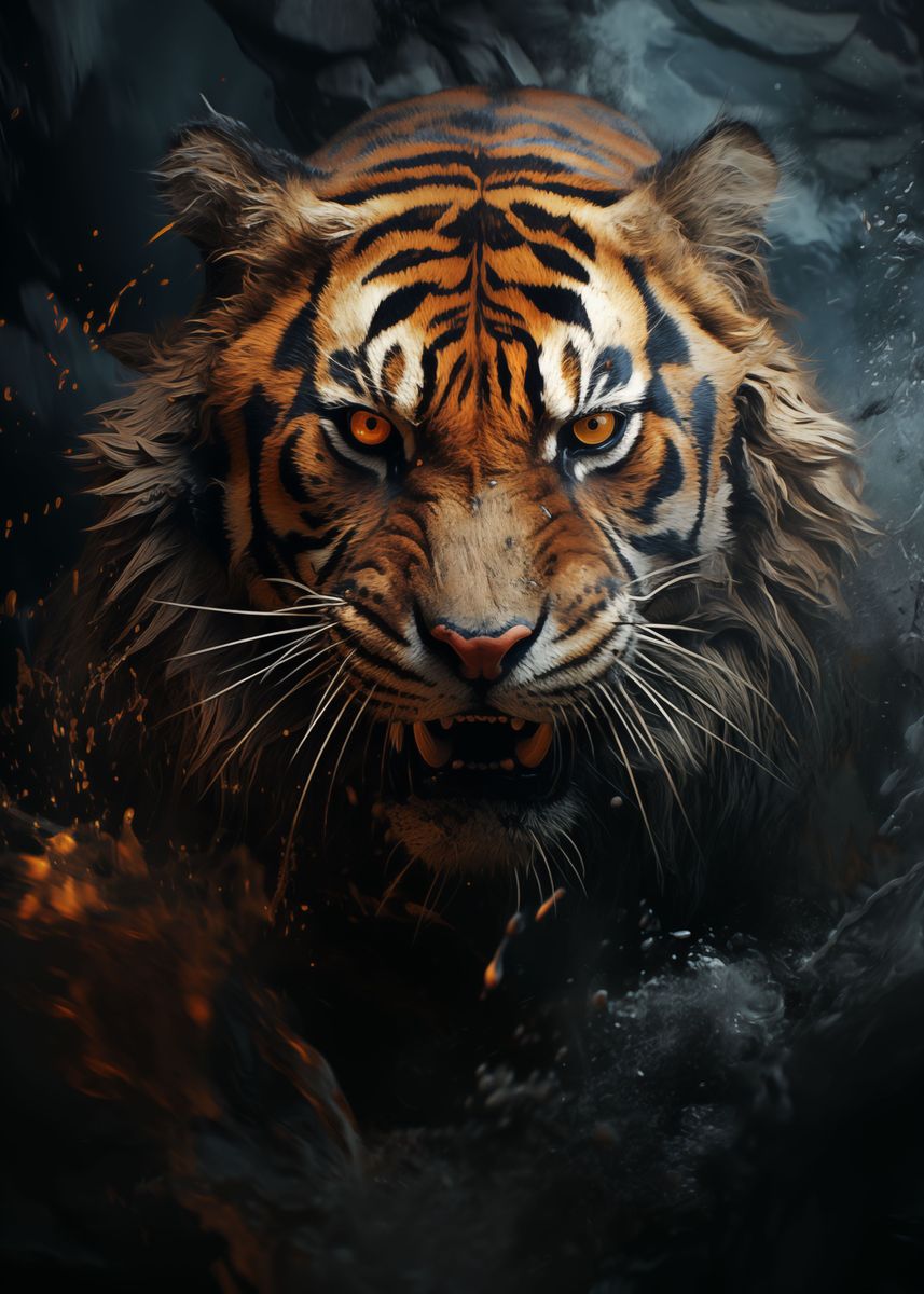 'Epic Tiger' Poster, picture, metal print, paint by JR Artworks | Displate