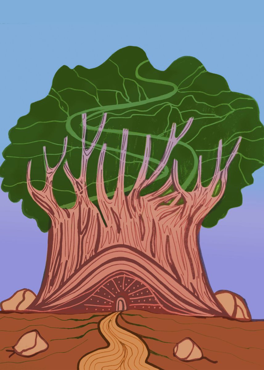 'Big surreal tunnel tree ' Poster, picture, metal print, paint by Arte ...