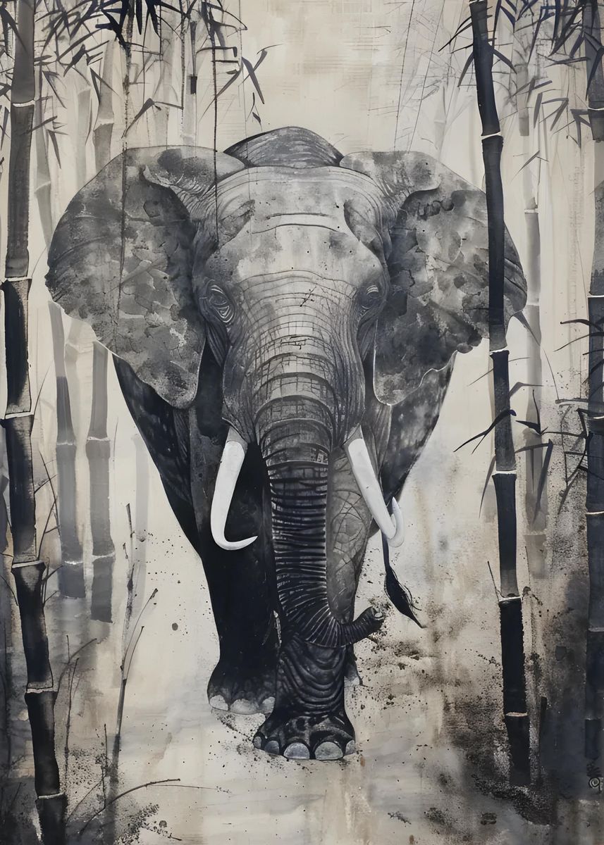 'Mighty Asian Elephant' Poster, picture, metal print, paint by ...