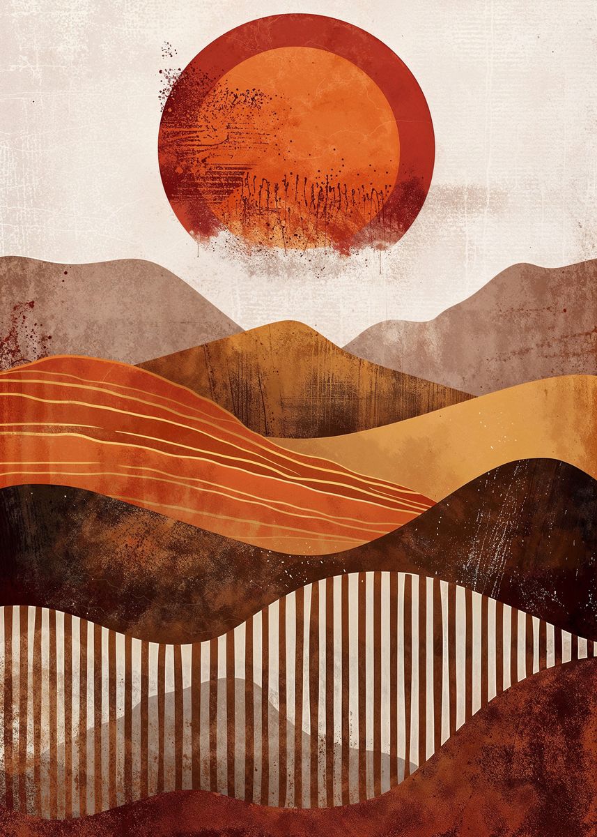 'Earthy Rings' Poster, picture, metal print, paint by Tomoo | Displate