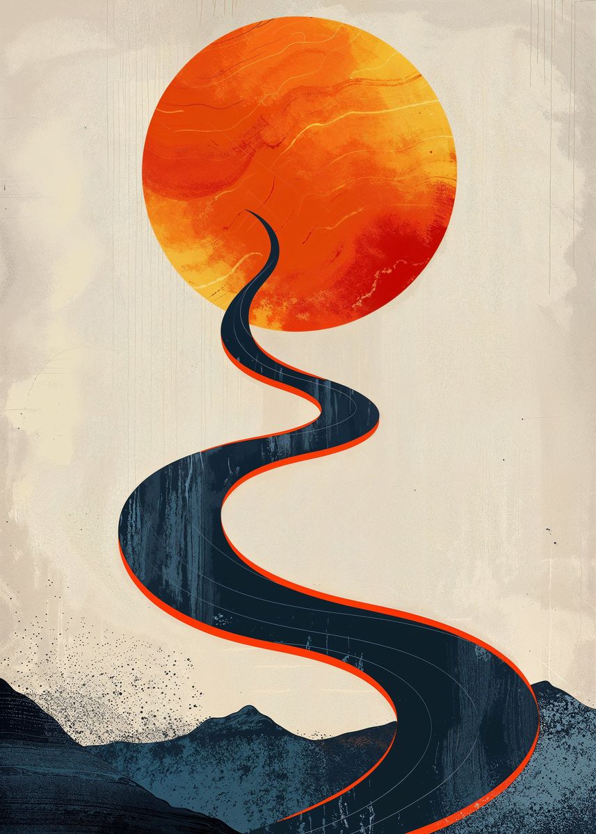 'Curvy Pathway' Poster, picture, metal print, paint by Katsu | Displate