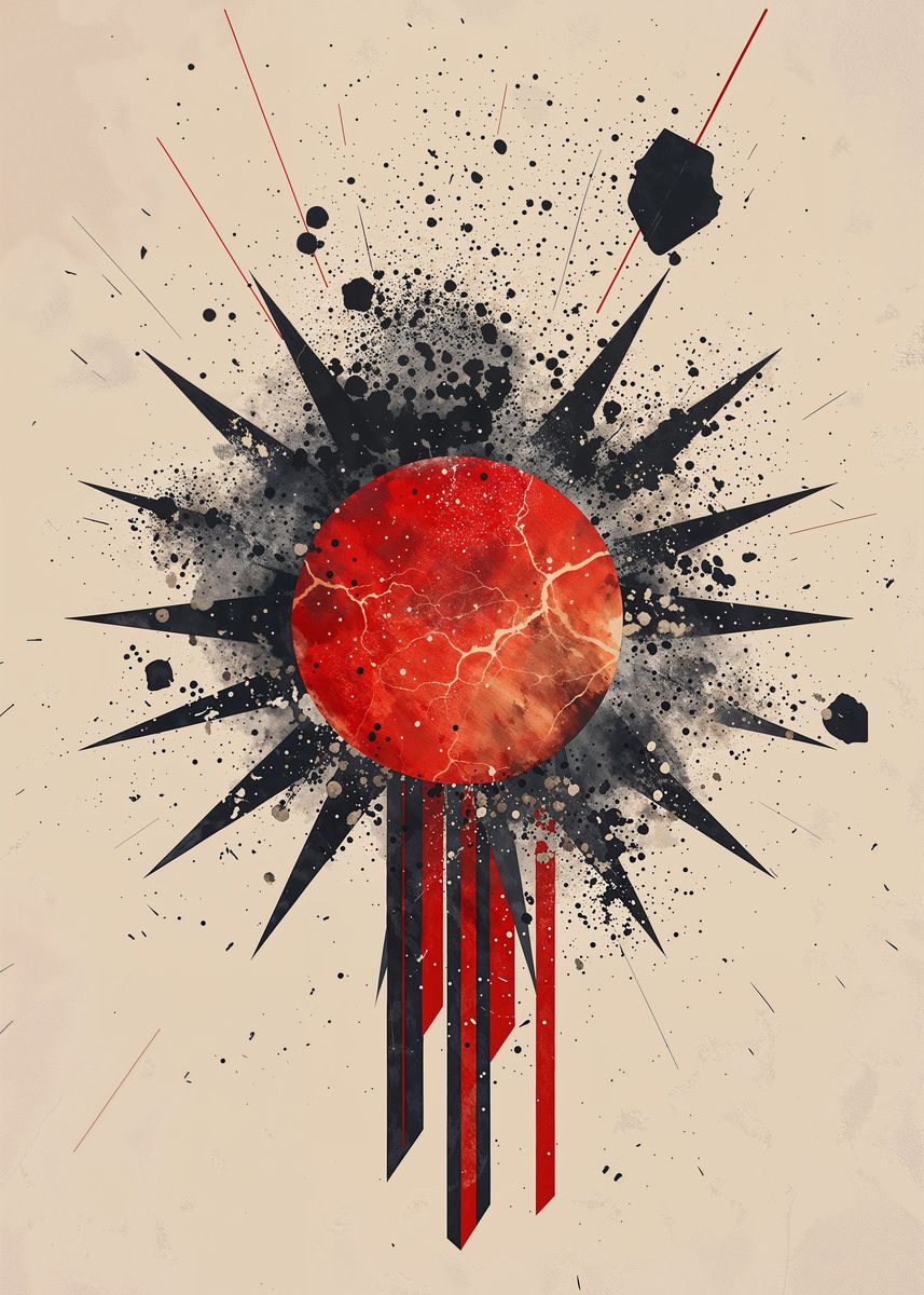 'Red Splat Eruption' Poster, picture, metal print, paint by Tomoo ...