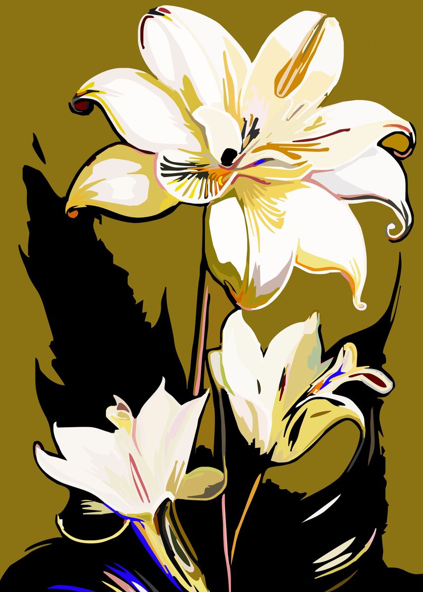 'Flowers 10' Poster, picture, metal print, paint by hanif robani | Displate