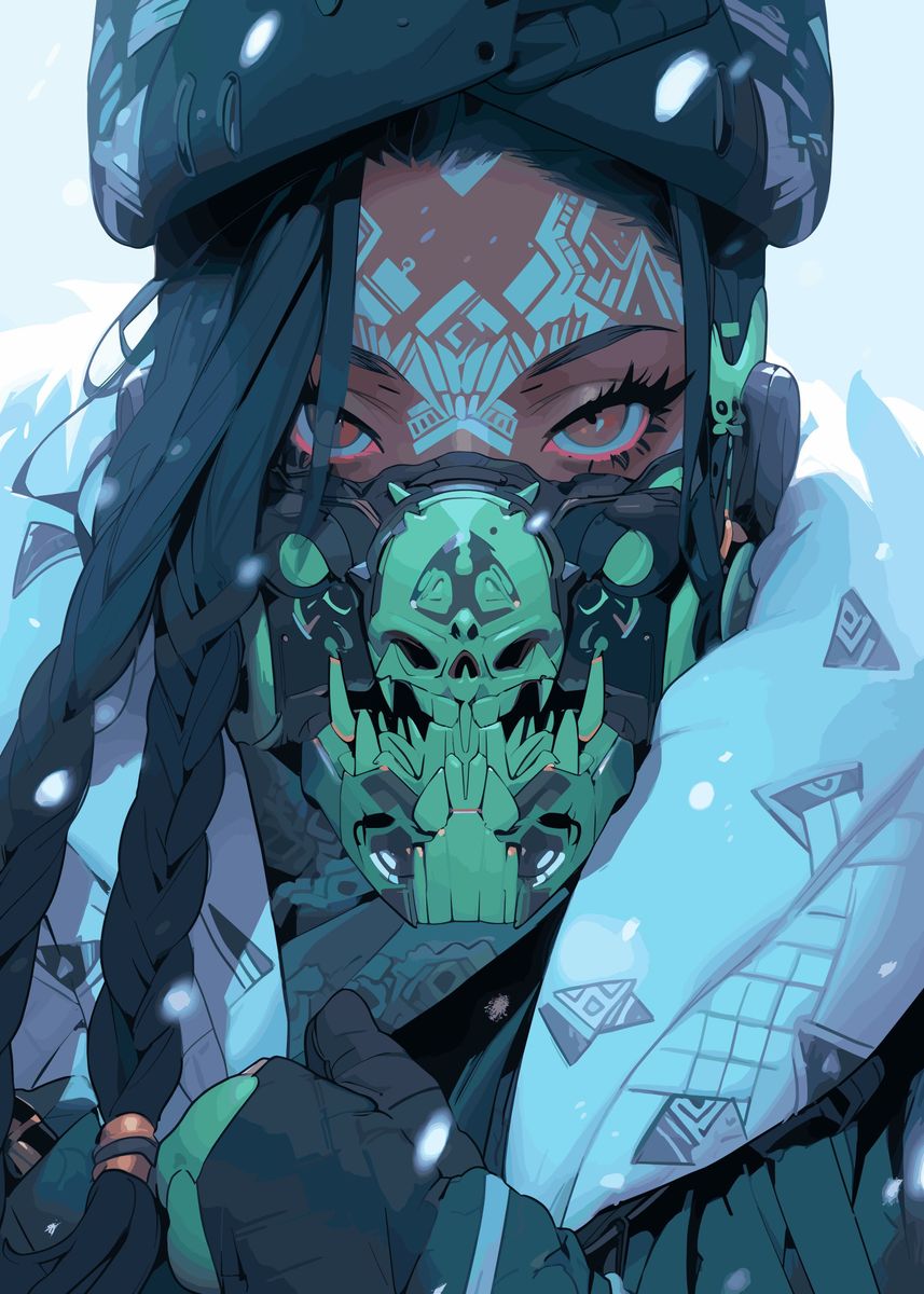 'Cyberpunk Snow Girl' Poster, picture, metal print, paint by SuperNova ...