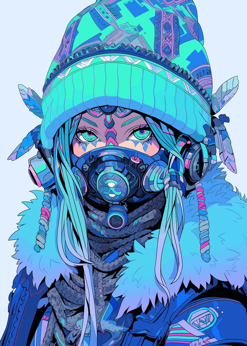 'Cyberpunk Snow Girl' Poster, picture, metal print, paint by SuperNova ...