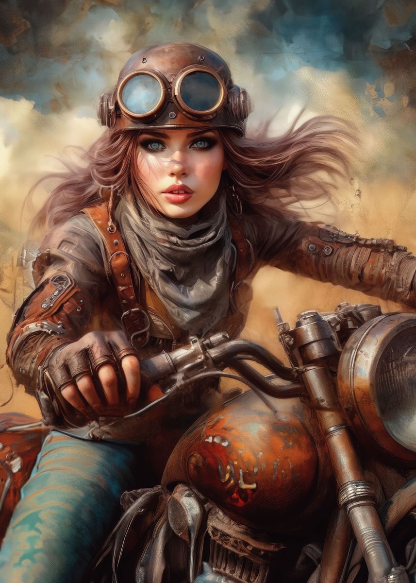 'Cute Biker Girl' Poster, picture, metal print, paint by photoplace ...