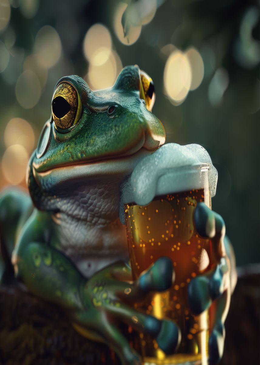 'Frog Beer' Poster, picture, metal print, paint by Henning Seifert ...
