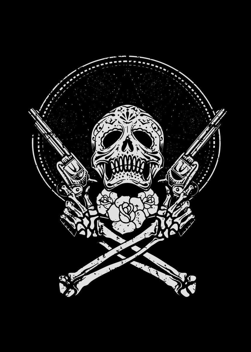 'skull dark gun' Poster, picture, metal print, paint by Reno Marino ...