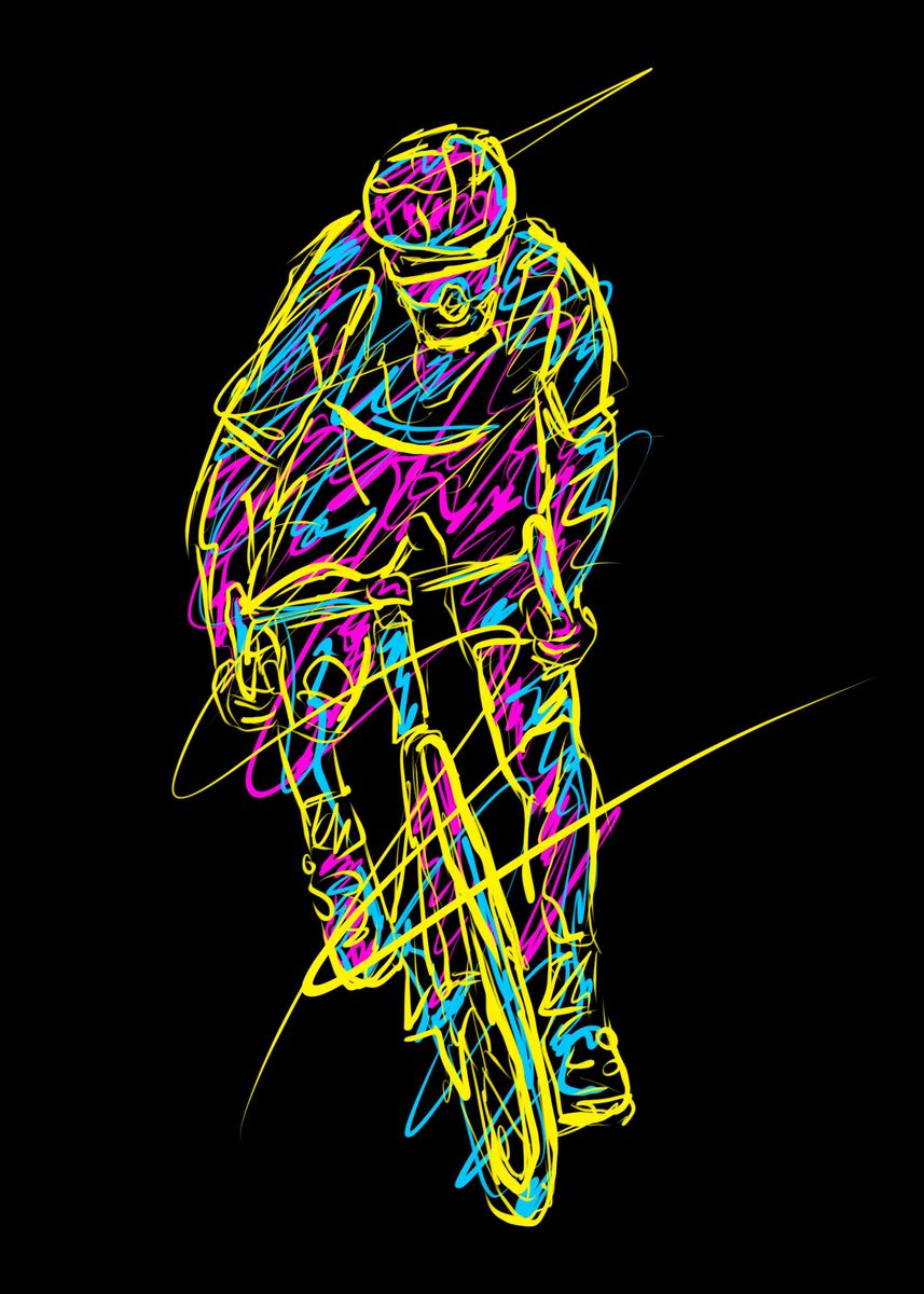 'road bike abstract art' Poster, picture, metal print, paint by Izmo ...