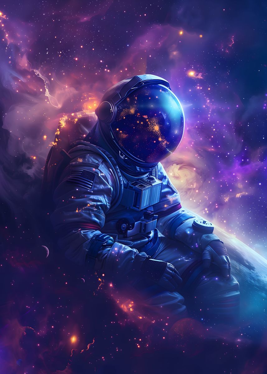 'Cosmonaut' Poster, picture, metal print, paint by Elipscease | Displate
