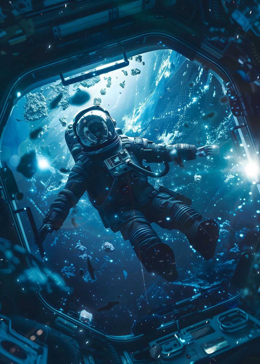 'Cosmonaut' Poster, picture, metal print, paint by Elipscease | Displate